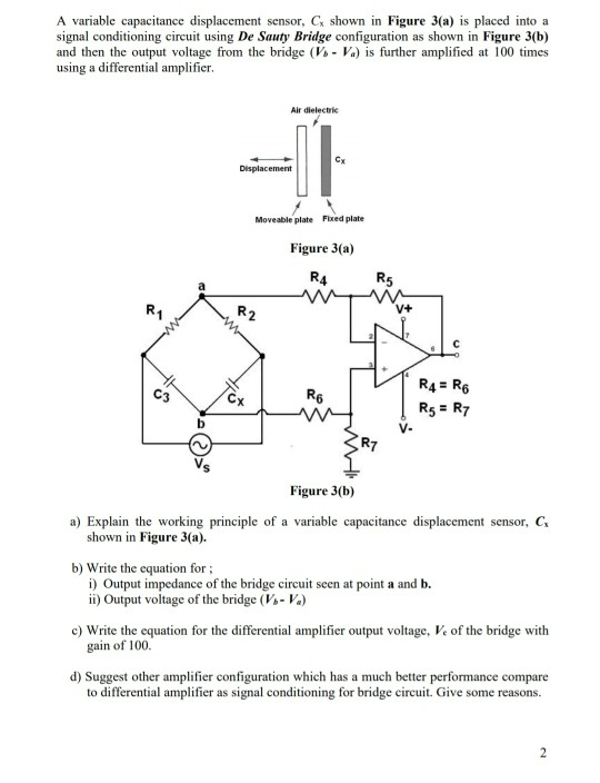 Solved A variable capacitance displacement sensor, Gshown in | Chegg.com