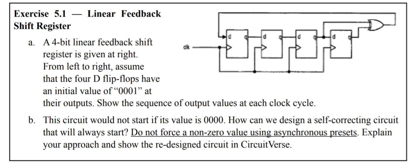 Solved E Exercise 5.1 Linear Feedback Shift Register a. A | Chegg.com