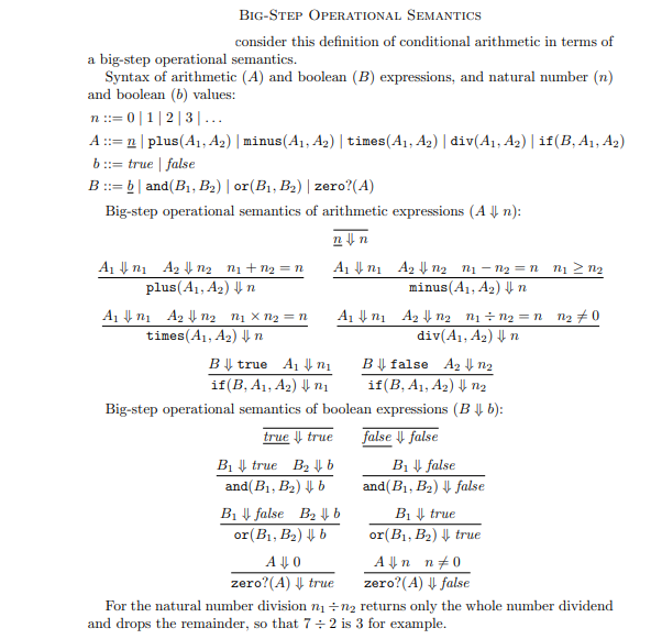 Solved Big Step Operational Semantics Consider This