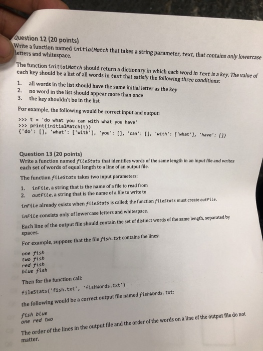 Solved Question 12 20 Points Write A Function Named 