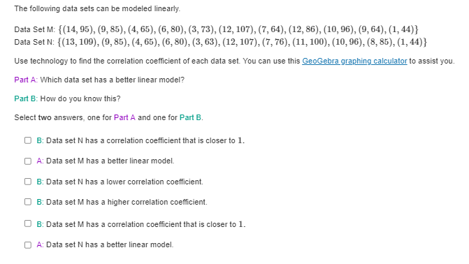 Solved Which of the following functions best models the data | Chegg.com