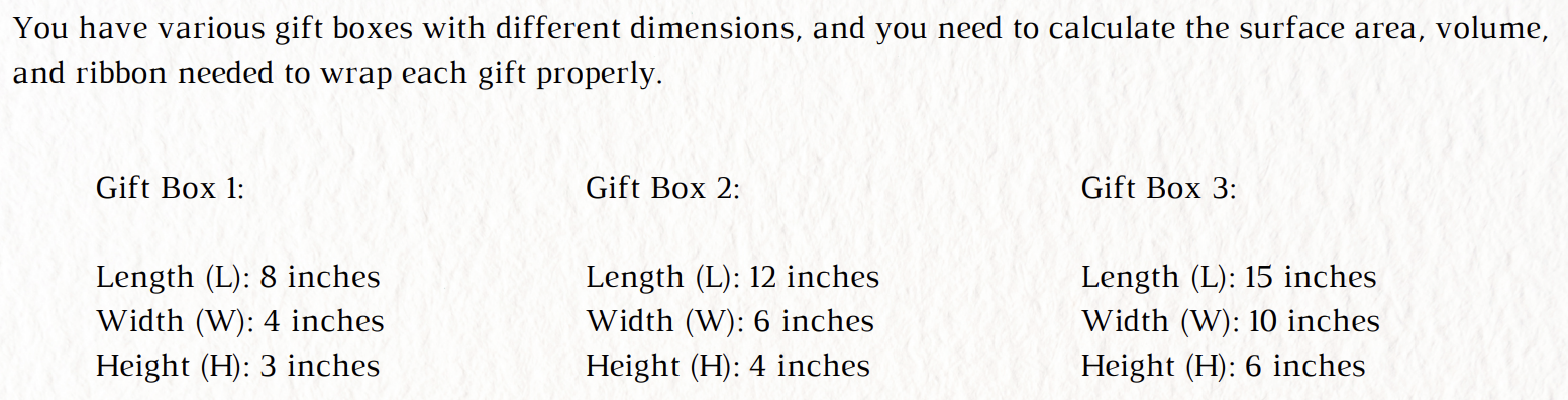 Solved You have various gift boxes with different | Chegg.com