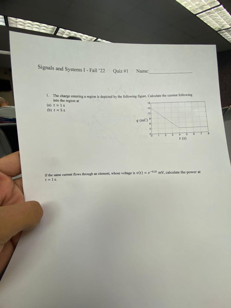 Solved Signals and Systems I - Fall ' 22 Quiz #1 Name: 1. | Chegg.com