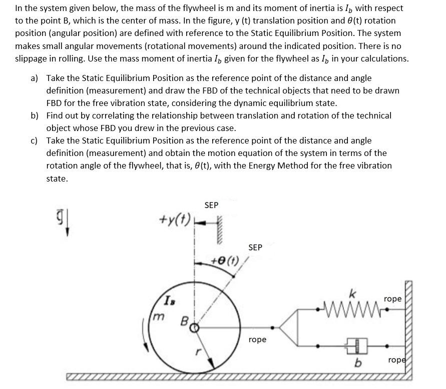 Solved In the system given below, the mass of the flywheel | Chegg.com