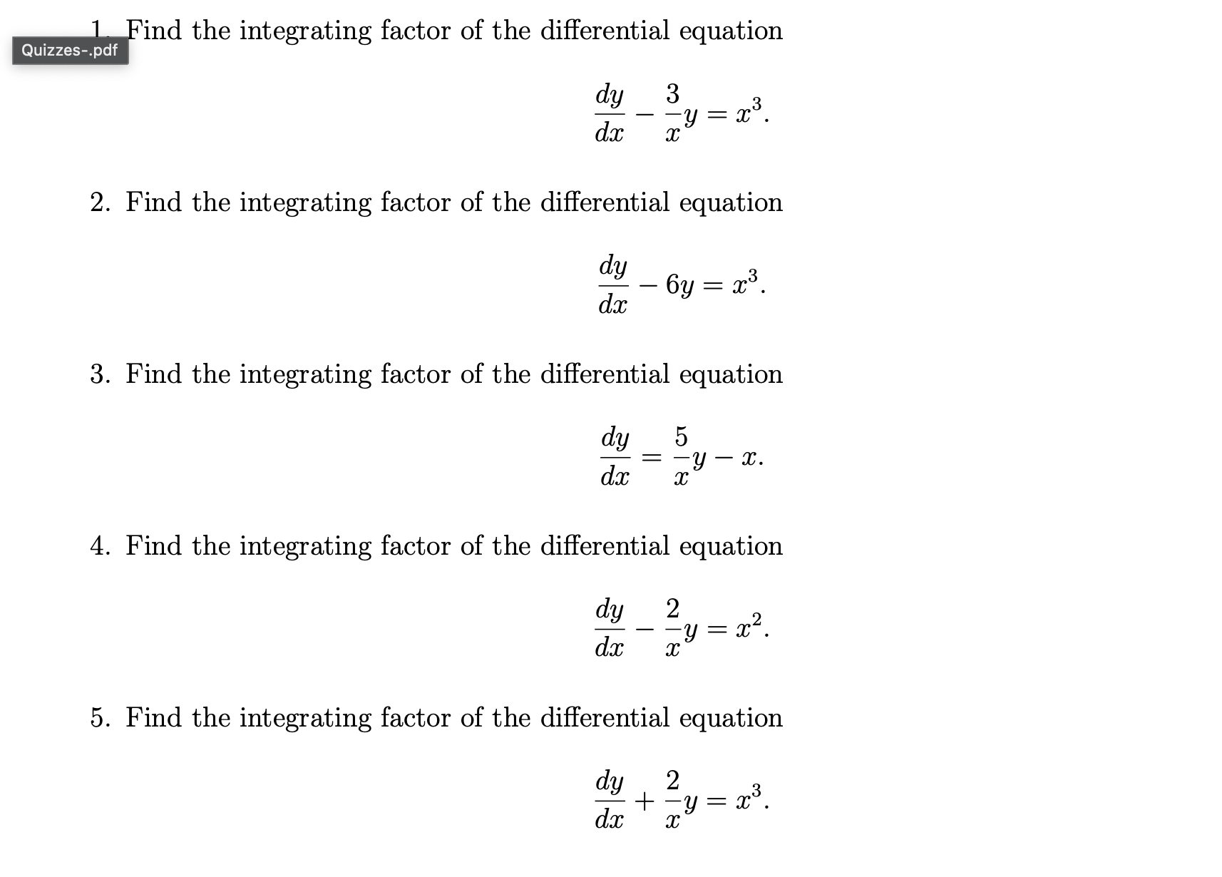 Solved 1. Find the integrating factor of the differential | Chegg.com