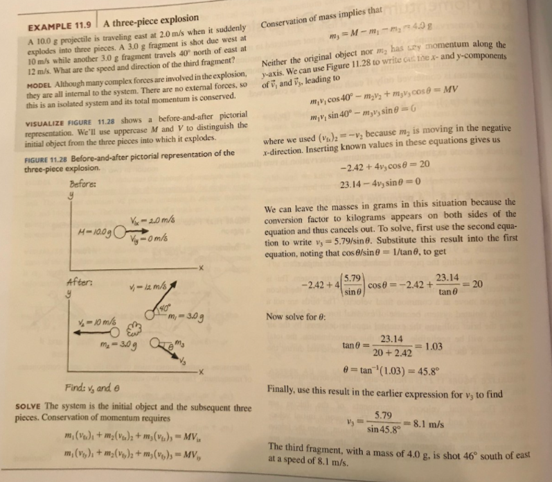 Solved In Example 11.9, after the explosion, what is the | Chegg.com
