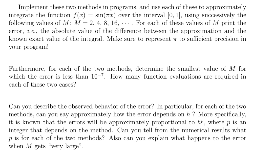 Solved Problem 3. (50%) Consider the approximate integration | Chegg.com