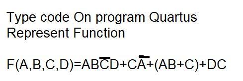 Solved Type code On program Quartus Represent Function | Chegg.com