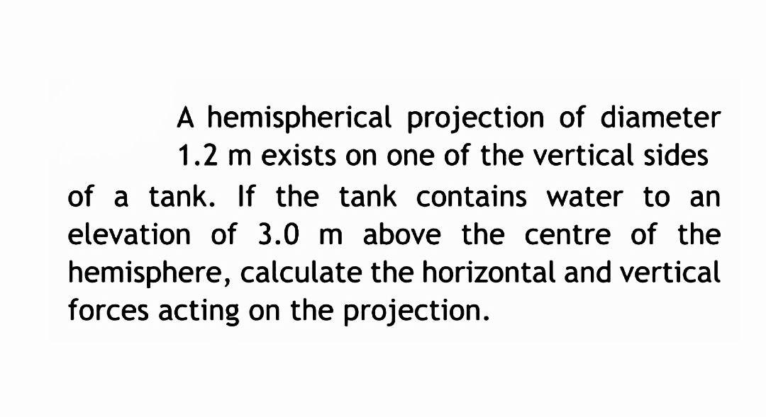 Solved A hemispherical projection of diameter 1.2 m exists | Chegg.com