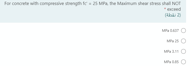 Solved For concrete with compressive strength fc' = 25 MPa, | Chegg.com
