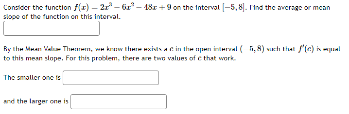 Solved Consider the function f(x)=2x3−6x2−48x+9 on the | Chegg.com