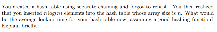 Solved You created a hash table using separate chaining and | Chegg.com