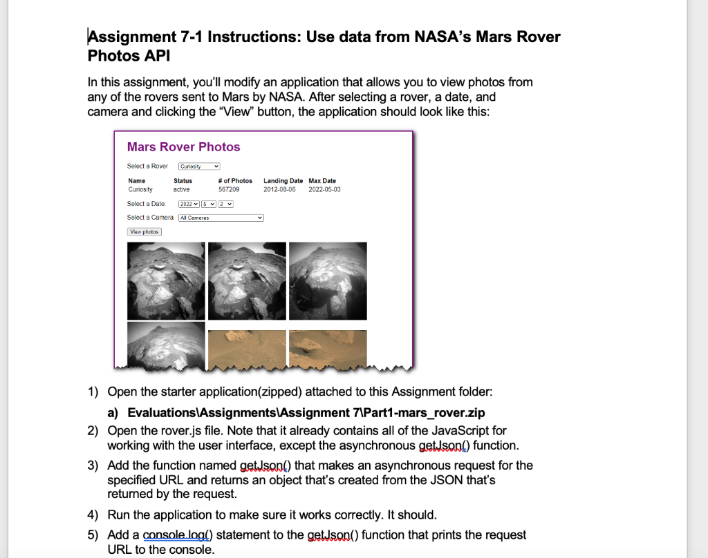Solved Assignment 7-1 Instructions: Use data from NASA's | Chegg.com