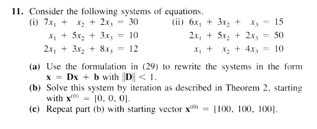 Solved 11. Consider the following systems of equations. (i) | Chegg.com
