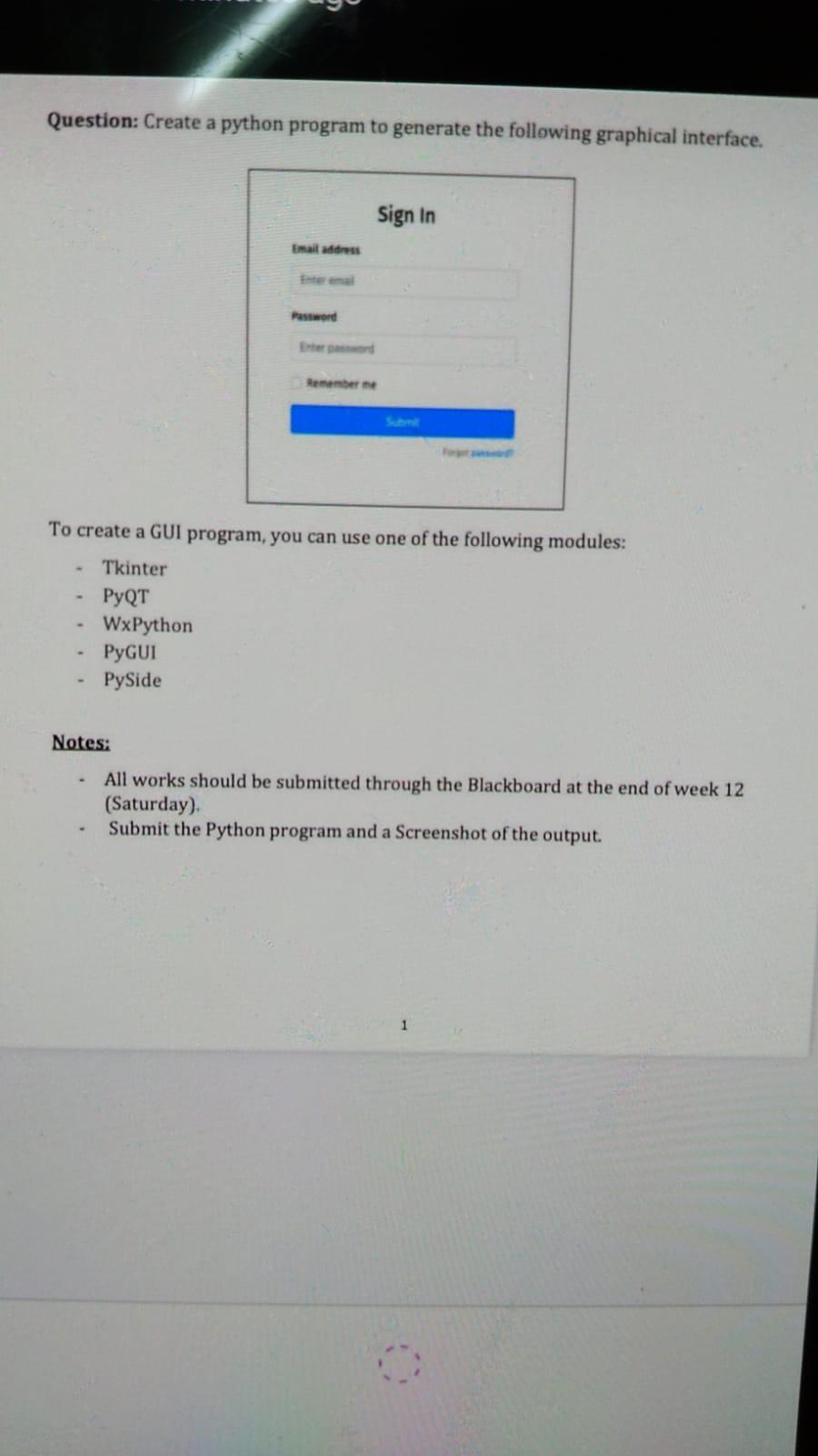 Solved Question: Create a python program to generate the | Chegg.com