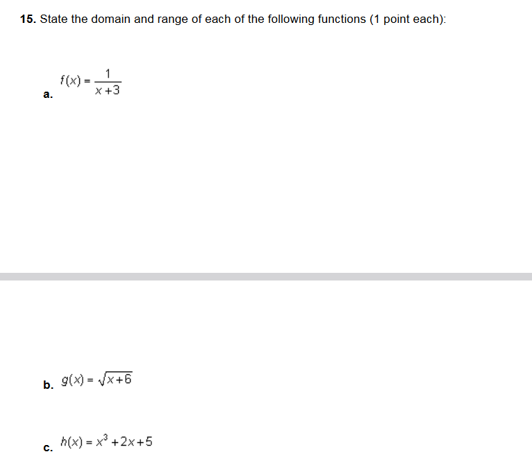 Solved 15. State the domain and range of each of the | Chegg.com