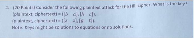Solved 4. (20 Points) Consider the following plaintext | Chegg.com