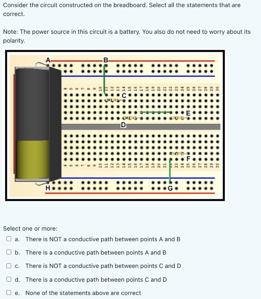 Solved Consider the circuit constructed on the breadboard. | Chegg.com