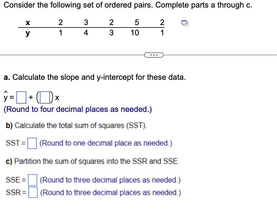 Solved Consider the following set of ordered pairs. Complete | Chegg.com