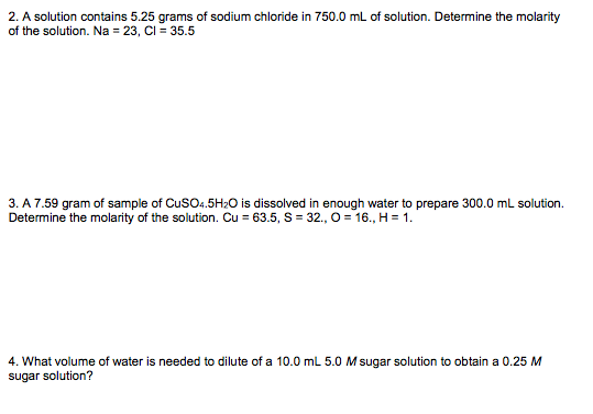 Solved q2 Calculate the MM of NaCl; convert 5.25 g NaCl to | Chegg.com