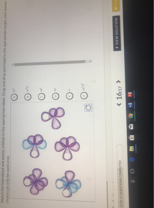 Solved Match the hybridized and atomic orbitals to the | Chegg.com