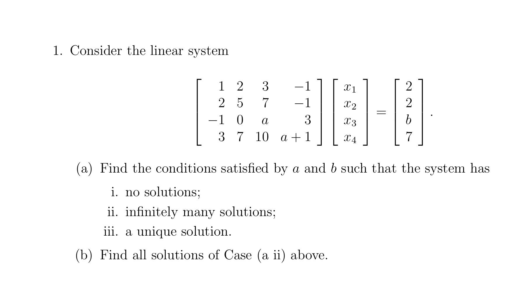 Solved 1 Consider The Linear System