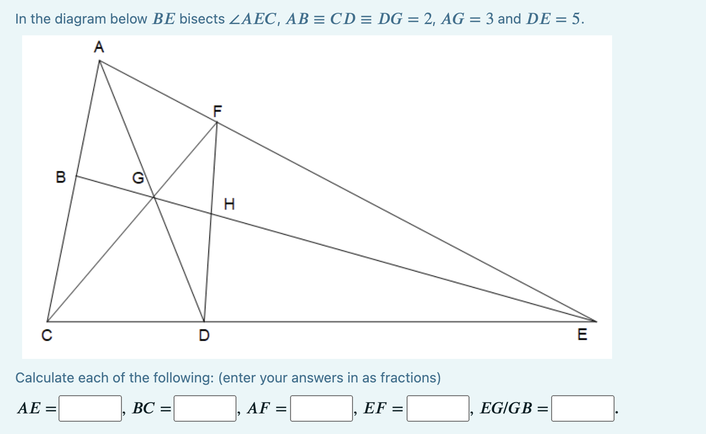 [Solved]: In the diagram below ( B E ) bisects ( angle