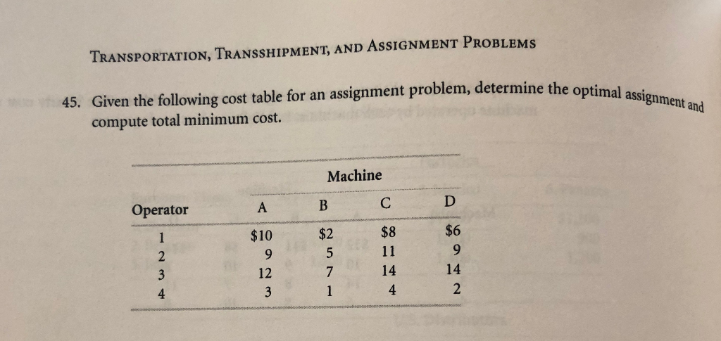 Solved TRANSPORTATION, TRANSSHIPMENT, AND AsSIGNMENT | Chegg.com
