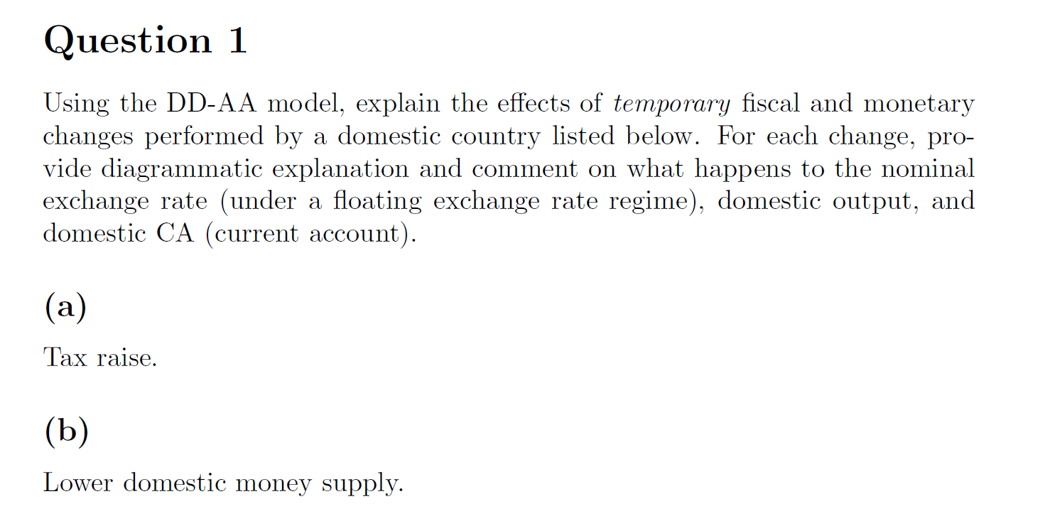 Solved Question 1 Using the DD-AA model, explain the effects | Chegg.com