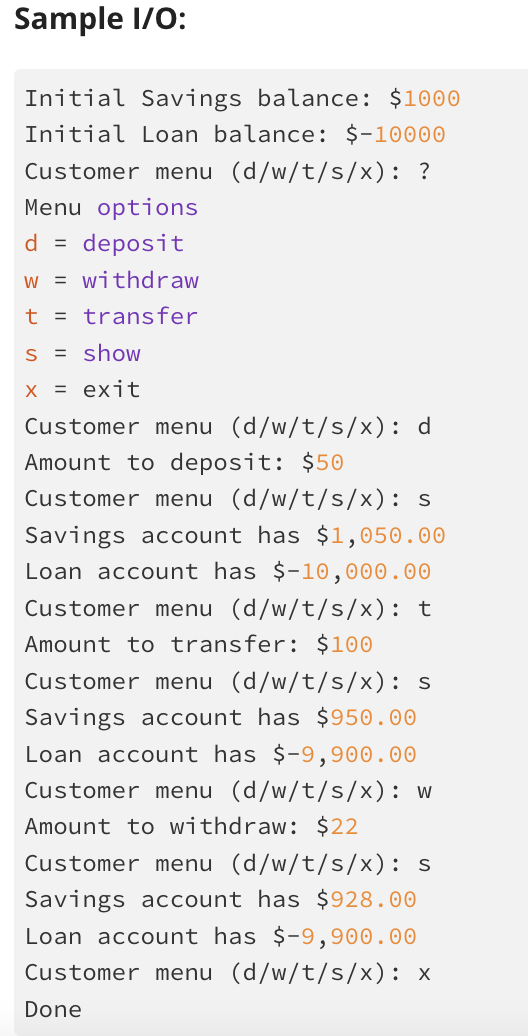 Solved solve in java: A customer has a savings account and a | Chegg.com