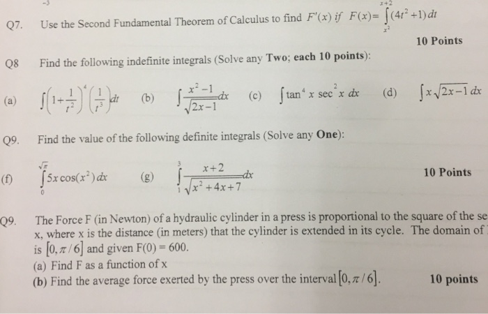 Solved 07 Use the Second Fundamental Theorem of Calculus to | Chegg.com