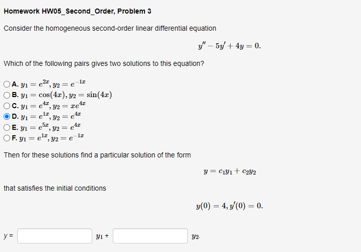 Solved Consider the homogeneous second-order linear | Chegg.com