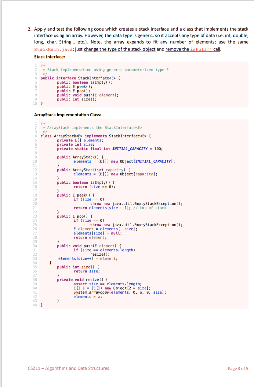 Solved Bridging Exercises 1. Stacks provide FILO | Chegg.com