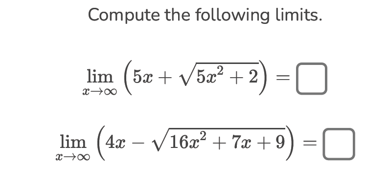 Solved Compute the following limits. | Chegg.com