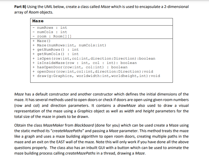 Solved Part B) Using the UML below, create a class called | Chegg.com