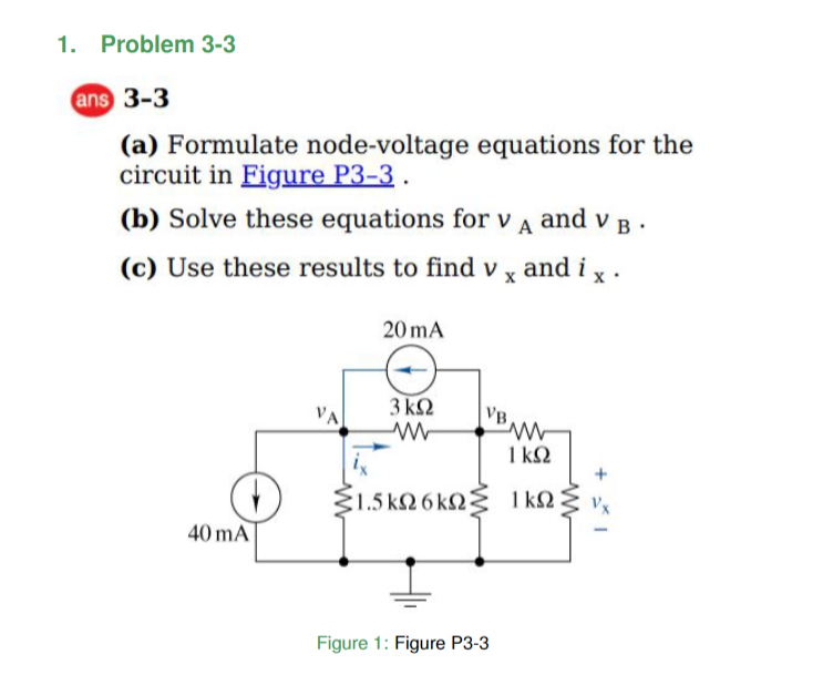 Solved Problem 3-3ans 3-3(a) ﻿Formulate node-voltage | Chegg.com
