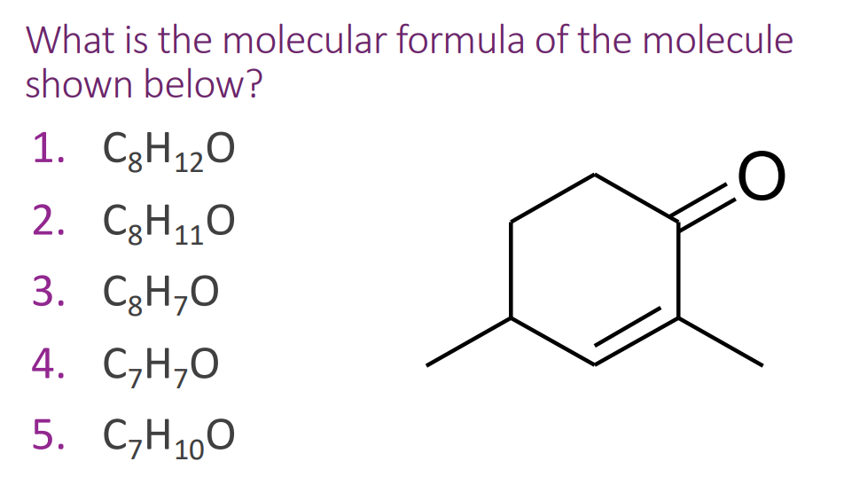 Solved What is the molecular formula of the molecule shown | Chegg.com