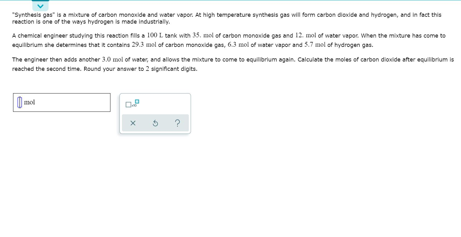 Solved "Synthesis gas" is a mixture of carbon monoxide and | Chegg.com