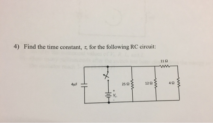 Solved Find the time constant, tau, for the following RC | Chegg.com