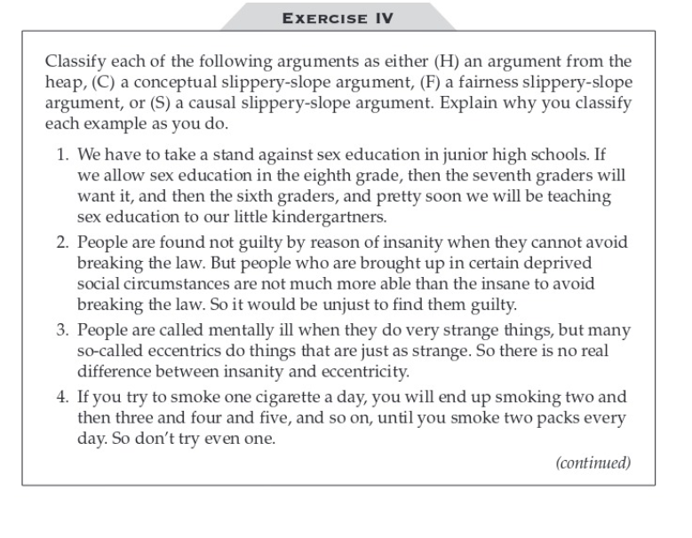 Solved EXERCISE IV Classify each of the following arguments | Chegg.com