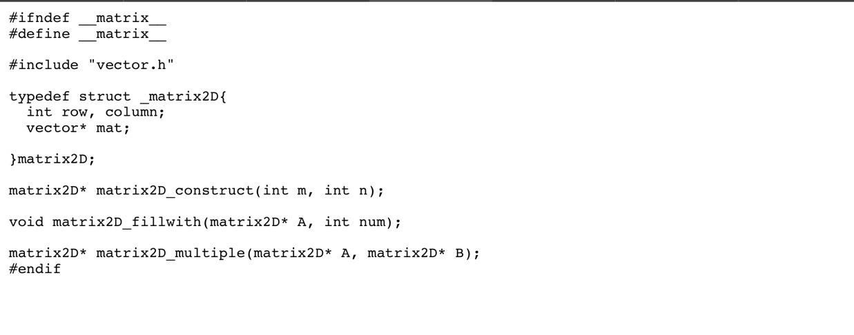 Solved #ifndef #define matrix matrix #include "vector.h" | Chegg.com