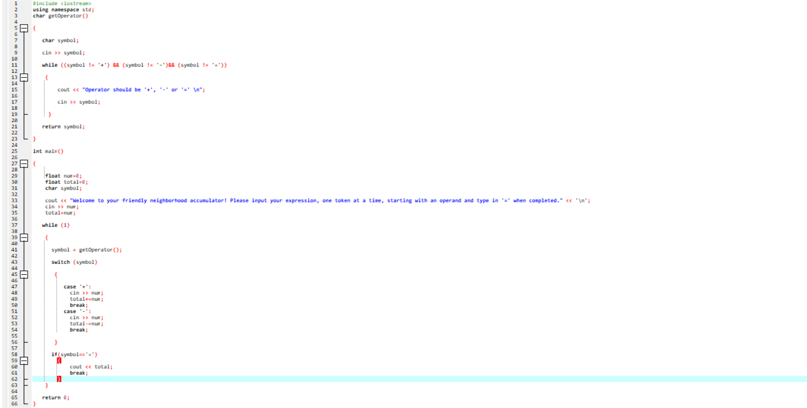 Solved Hello, I am looking to insert the getOperand function | Chegg.com