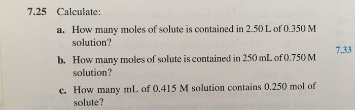 Solved Calculate: a. How many moles of solute is contained | Chegg.com