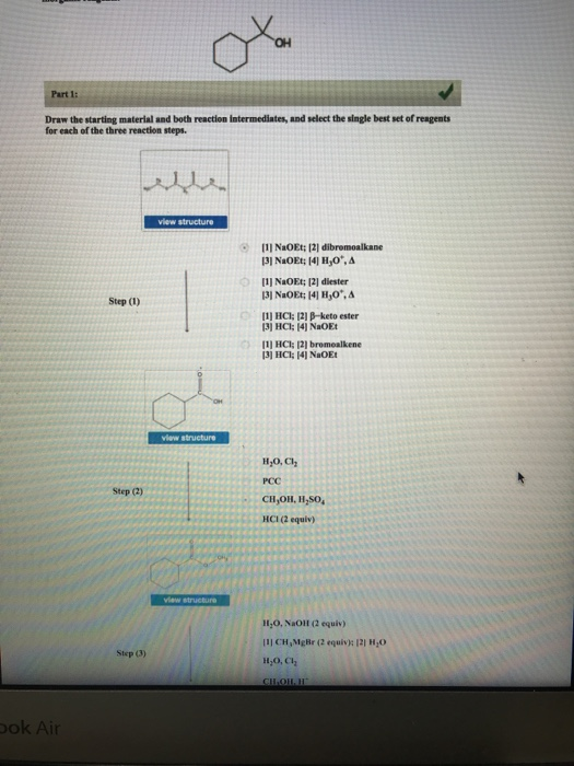 Solved Part 1: Draw the starting material and both reaction | Chegg.com