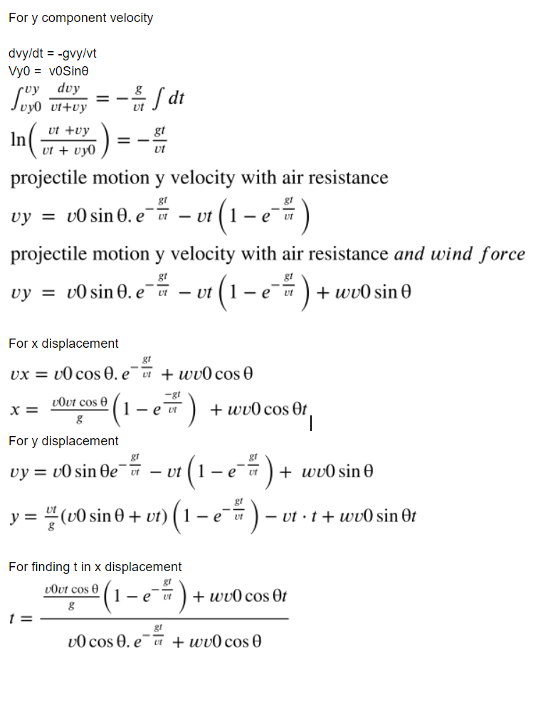 Solved 1. Derive each mathematical model of projectile | Chegg.com