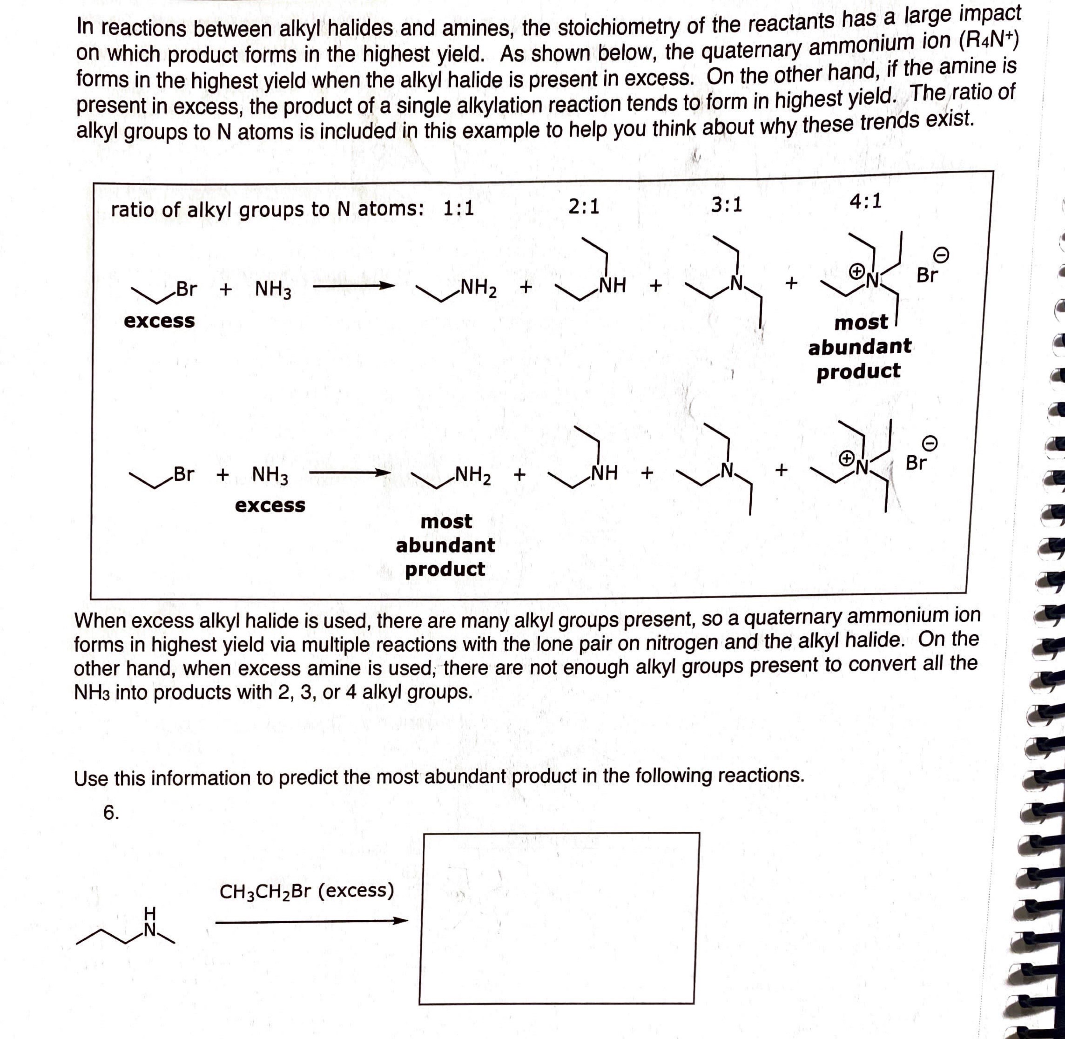 Solved In reactions between alkyl halides and amines, the | Chegg.com