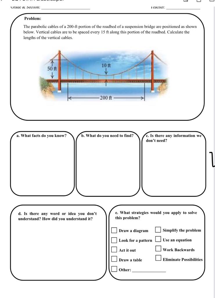 Solved Uraue o Secuon: 1 eacher Problem: The parabolic | Chegg.com