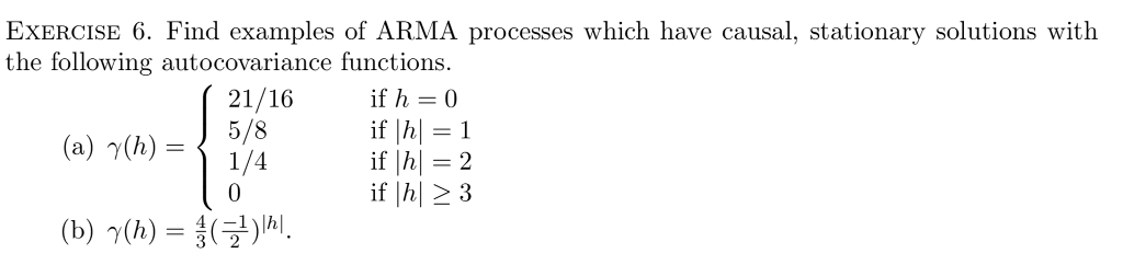 Solved EXERCISE 6. Find examples of ARMA processes which | Chegg.com