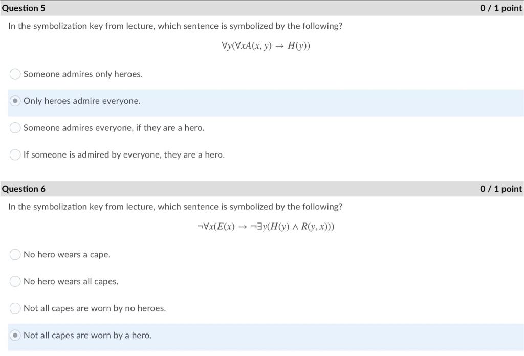 Solved Question 5 0/1 point In the symbolization key from | Chegg.com
