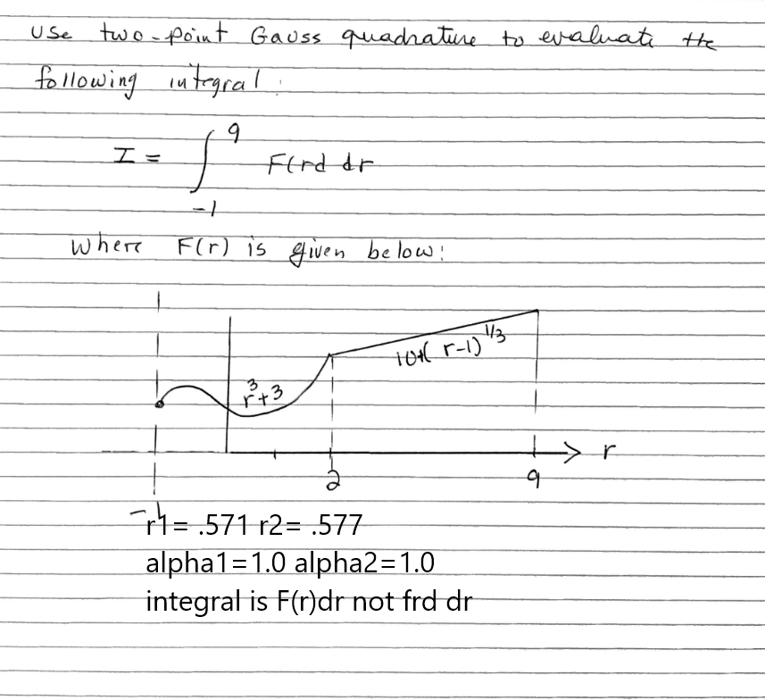 Solved use two-point Gauss quadrature to evaluate the | Chegg.com